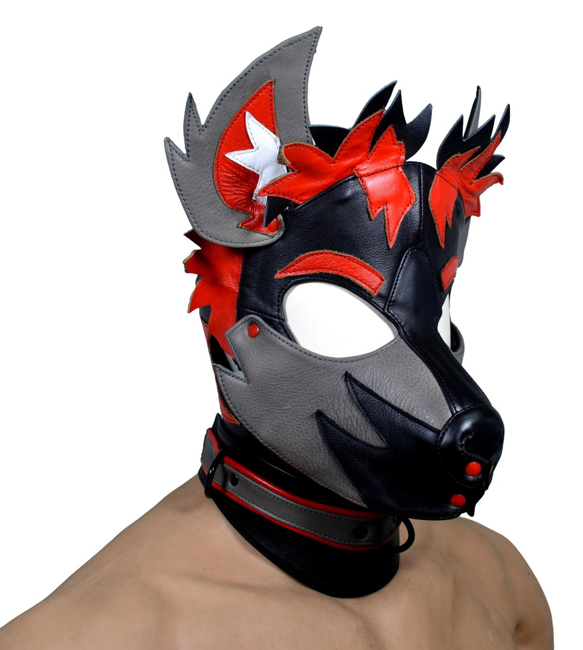 Leather Puppy Hood Puppy mask with Horns - MRI Leathers