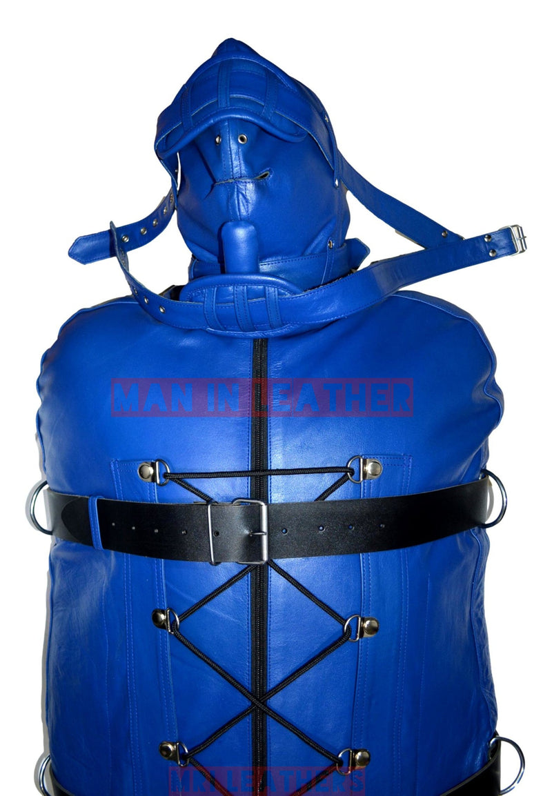 Real Blue Cow Leather Sleep Sack Bondage Body Bag Bdsm Mummy Seductive