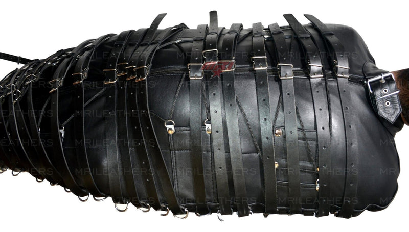 Sleep Sack mummy Gimp Bag Straight Jacket Leather Restraint Straps Bon ...